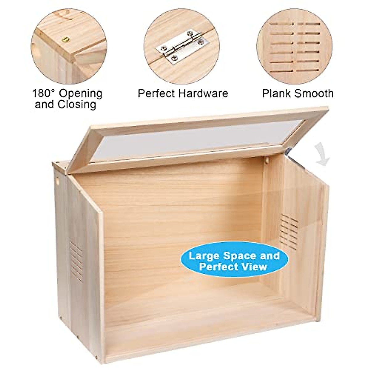 PStarDMoon Hamster Wooden Cage, Upper Door Design, Acrylic Transparent and Visible Hamster Cage Suitable for Small Hamster Syrian Dwarf Hamsters Degus Mice or Other Similar（23.6''X11.8''X15.7''