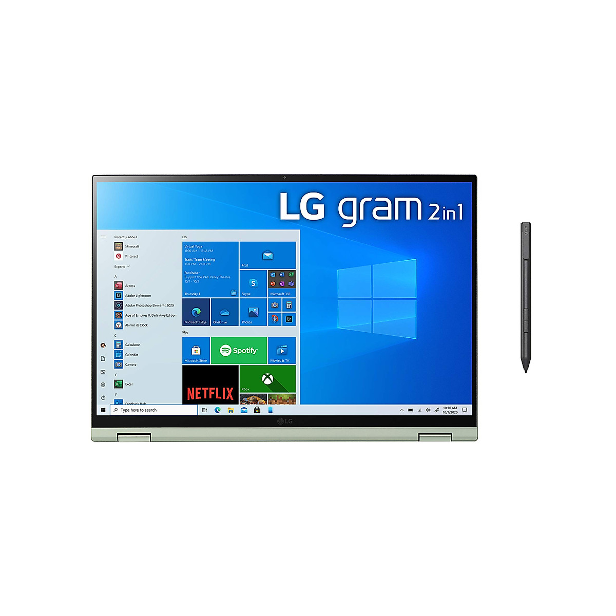 LG Gram 16T90P 16" WQXGA (2560 x 1600) 2-in-1 Lightweight Touch Display Laptop, Intel Evo 11th Gen Core i7 , 16GB RAM, 512GB SSD, 21 Hour Battery, Alexa Built-in, 2X USB-C, HDMI, USB- Green