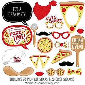 Big Dot of Happiness Pizza Party Time - Baby Shower or Birthday Party Photo Booth Props Kit - 20 Count