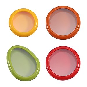 ZEENEEK Avocado Saver and Tomato Holder, Set of 4 Reusable Onion Storage and Avocado Keeper for Fridge Fresh Stretch Tomato Saver Set for Red Onion, Guacamole, Lemons, Tomato and Potatoes​, GZ04449