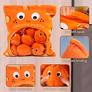 Cheesy Puffs Plush Toy Balls, Puff Cheese Puff Stuffed Toy Game Pillow Cushion Cute Plush Pillow Throw Pillow, Creative Removable Stuffed Animal Toys (Big 9 Balls)