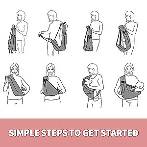 CUBY Baby Carrier, Natural Cotton Baby Sling Baby Holder Extra Comfortable for Easy Wearing Carrying of Newborn, Infant Toddler Wrap Carrier for Baby Registry (Pink Flamingo)