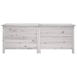 KCCLVER Patio Storage Box White 59.1"x19.7"x22.2" Solid Wood Fir,Durable Wooden Patio Storage Box with Ample Space for Outdoor Cushions and Toys Storage Boxes for Patio, Lawn & Garden