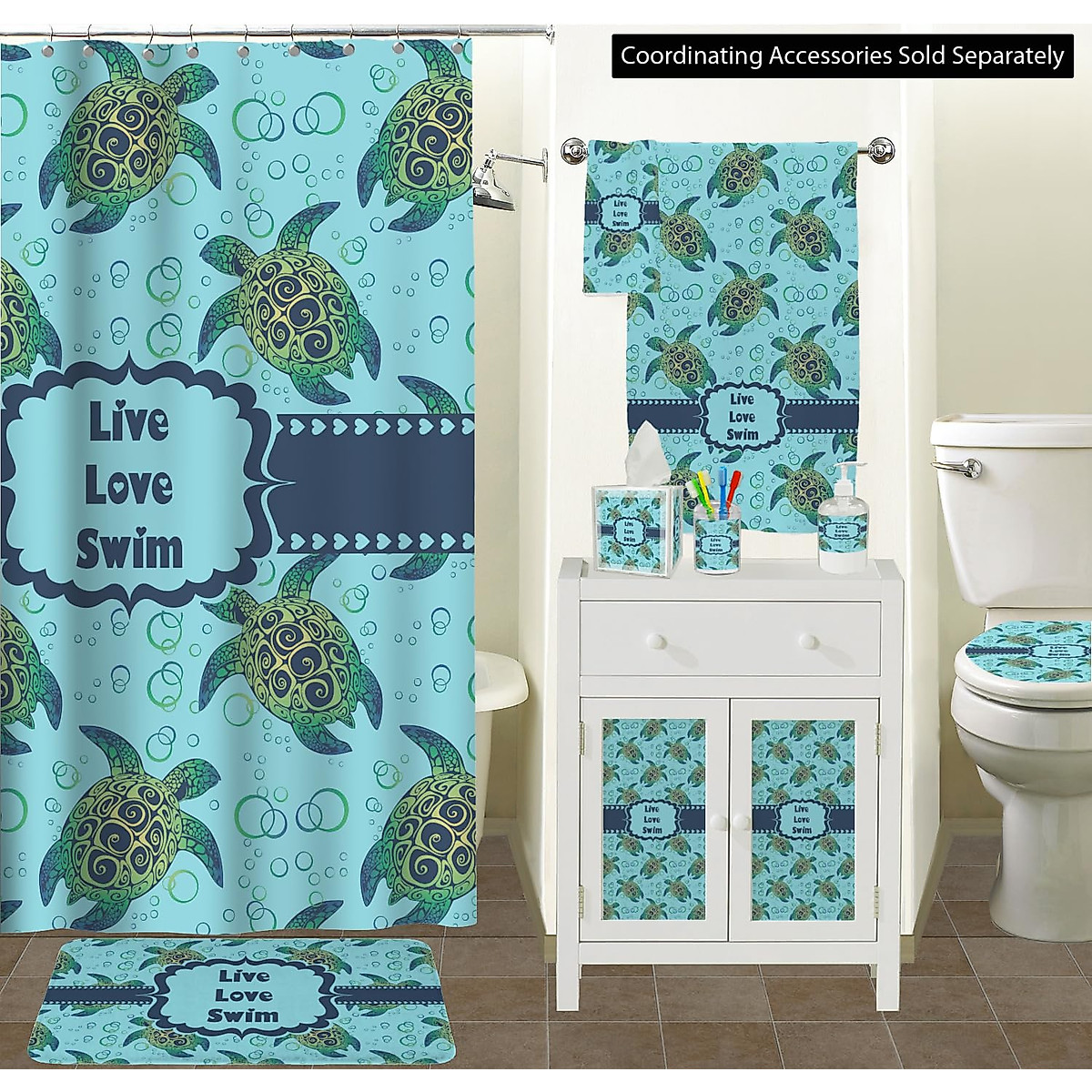 RNK Shops Personalized Sea Turtles Waste Basket - Single Sided (White)