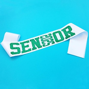 Senior Sash 2025 Green,10 Pack White Senior Cheer Sashes Class of 2025 Graduation Celebration Class Competition Sash Party Supplies