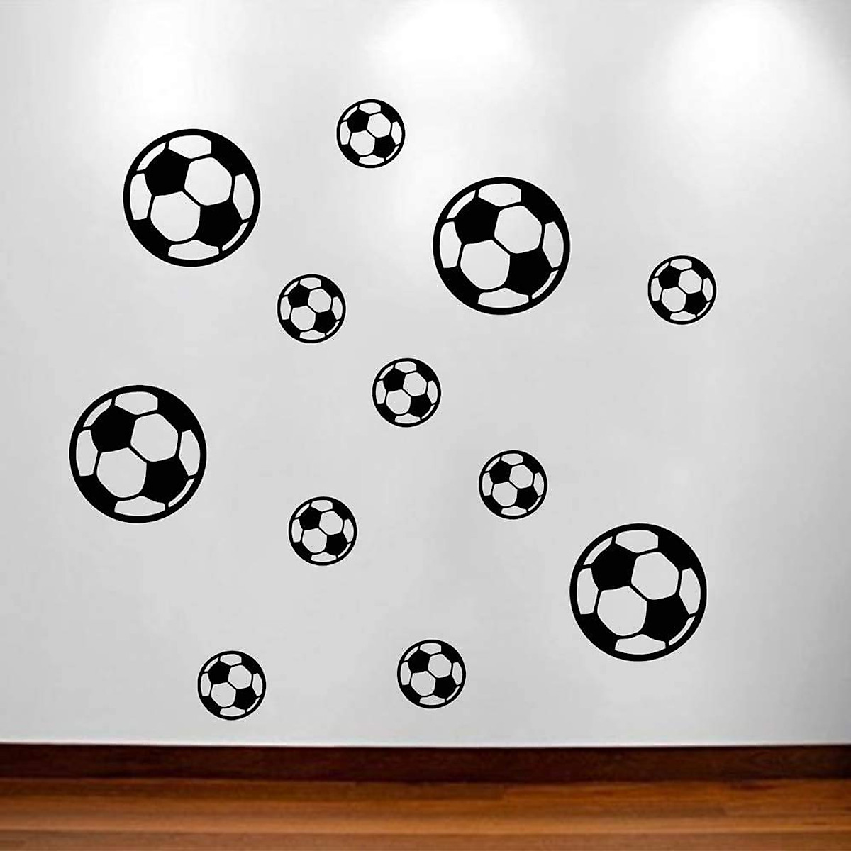LZYMSZ 12PCS Soccer Ball Football Wall Decal Sticker, Removable Soccer Wall Decoration, Available in 2 Sizes DIY Sticker Mural Sets for Kids Rooms Bedroom Living Room Playroom Soccer Fans Home Decor