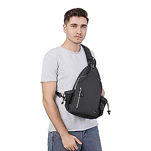 MOSISO Sling Backpack Double Layer Hiking Daypack Men/Women Chest Shoulder Bag, Black