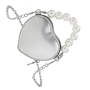 TENDYCOCO 3pcs Body Clutch Shaped Pearl Gift Wrist Strap Evening Silver Gifts Crossbody Cross With Valentines for Chic Purse Fashion Tote Bag Heart Chain Heart-shaped Small Women Handle