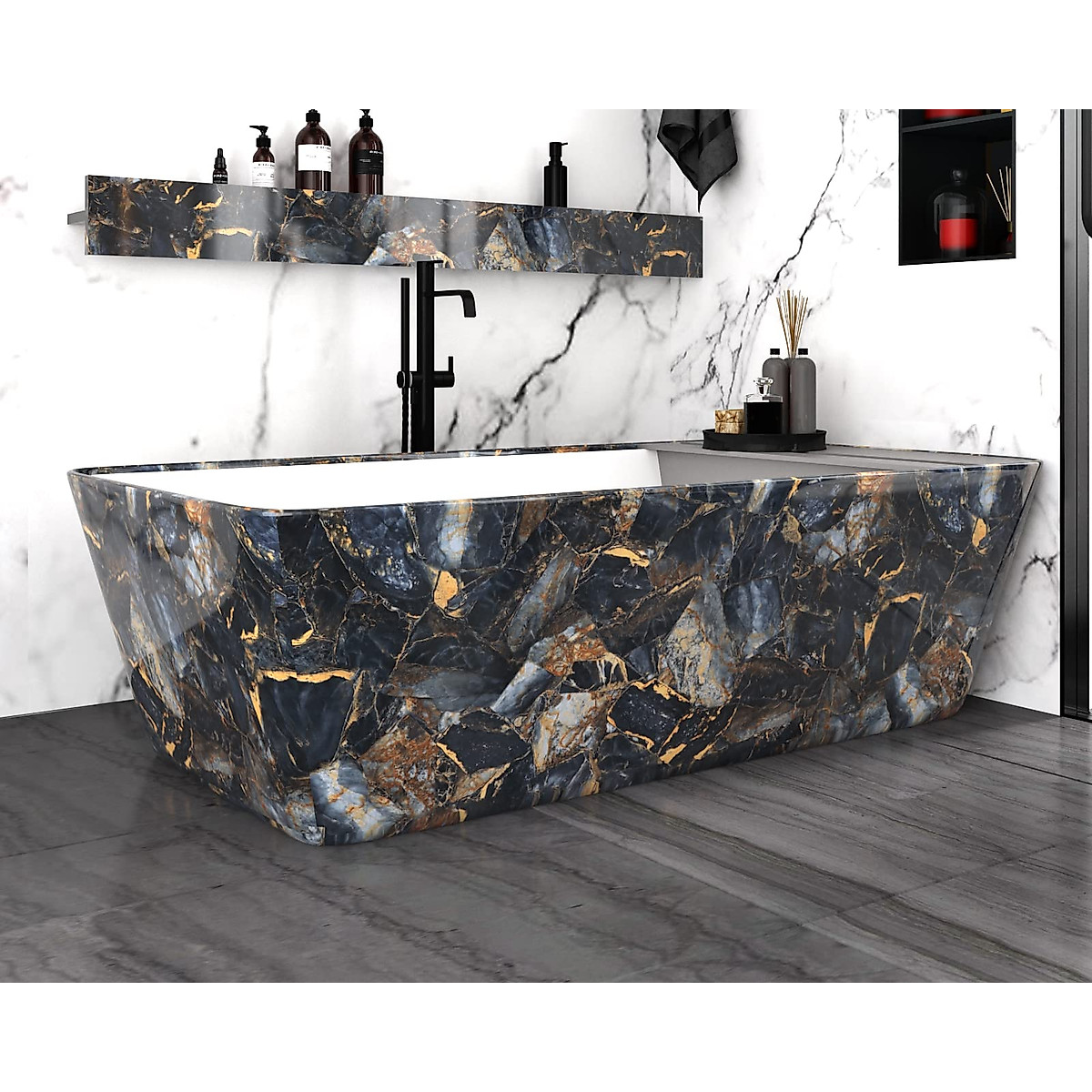Marble Black Contact Paper Peel and Stick Countertops Gold Contact Paper Peel and Stick Wallpaper for Kitchen Waterproof Vinyl Film Marble Shelf Liner Counter Top Cover Wallpapers 15.8" x 78.7"