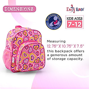 16 Inch Girl Girls School Travel Back Pack Bookbag Gift Set (Mom's Choice Award Winner!) | Features Padded Back and Adjustable Straps | Includes Spiral Notebook and 2 Pencils! (Playful Hearts)