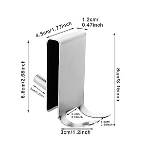 HOUSEEN Shower Door Hooks, 2pcs Over The Door Hooks, Heavy Duty Drilling-Free Double Sided Sided Shower Towel Hooks for Bathroom Frameless Glass Shower Door Stainless Steel