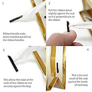 Paper Favor Gift Bags for All Events & Parties w/Satin Ribbon Handles + Decorative Tissue Paper, 12 Count (Pink, Gold Mylar)