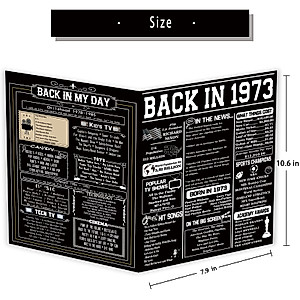 Asmallgf Awesome 51st Birthday Card for Friends, Funny 1973 Bday Gift for Mom Dad, Jumbo 51 Year Old Card for Godmother Godfather, Wonderful 51 Bday Gift Idea for Women Men, Back In 1973