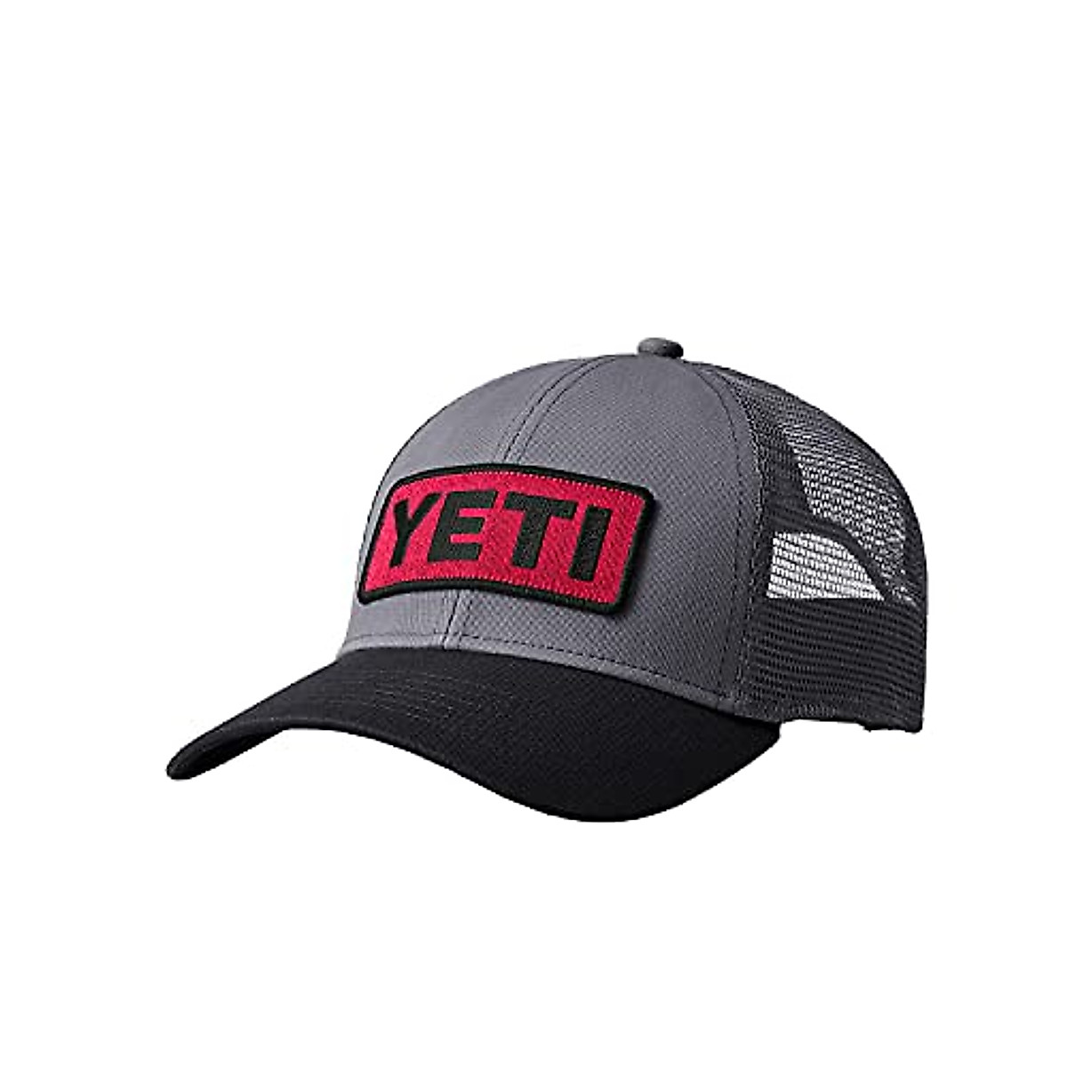 YETI Logo Badge Low Profile Trucker Hat, Black/Harvest Red