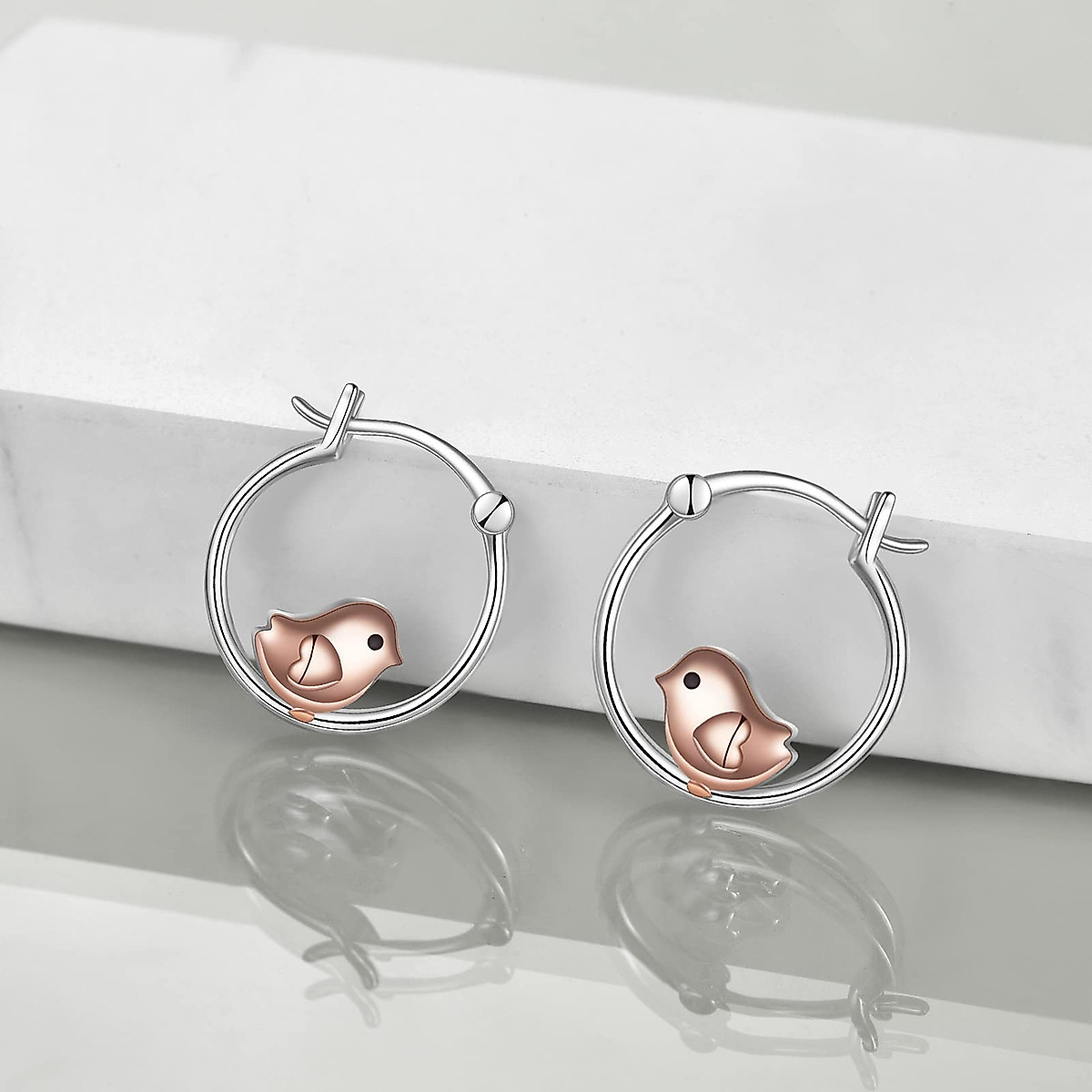 YFN Birds Earrings Sterling Silver Small Hoop Earrings Cute Bird Jewelry Gifts for Women Daughter