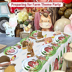 Lopeastar 100Pcs Farm Birthday Decorations Plates Set for 25 Guests, Barnyard Animal Plates Napkins and Forks Baby Shower Party Supplies