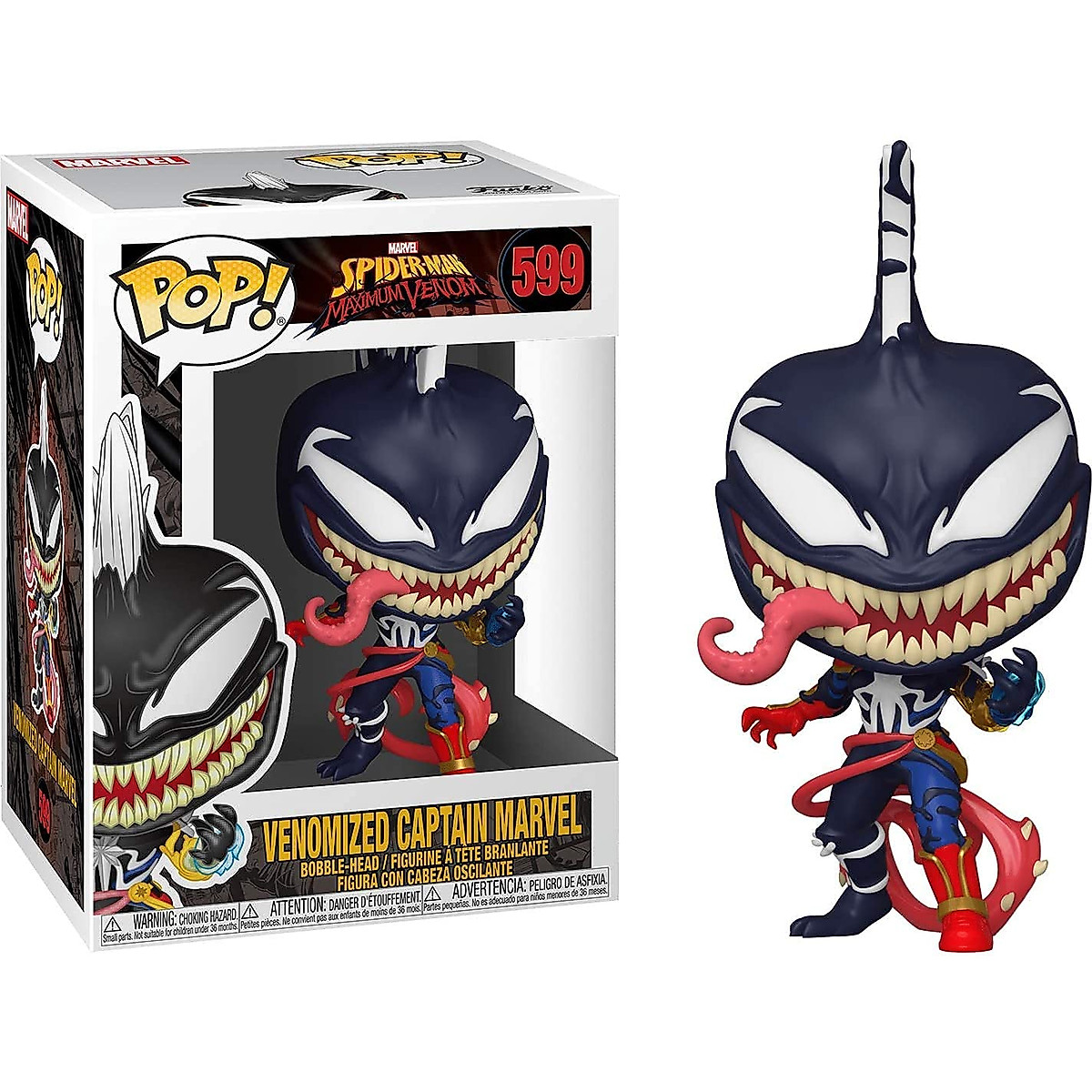 POP Marvel: Venom - Venomized Captain Marvel Funko Pop! Vinyl Figure (Bundled with Compatible Pop Box Protector Case), Multicolored, 3.75 inches