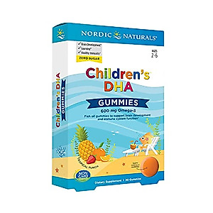 Nordic Naturals Children’s DHA Gummies, Tropical Punch - 30 Gummies for Kids - 600 mg Total Omega-3s with EPA & DHA - Brain Development, Learning, Healthy Immunity - Non-GMO - 30 Servings