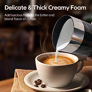 Milk Frother and Steamer, JOKARWAY Milk Frothers for Coffee, Hot&Cold 8.1oz/240ml Automatic Milk Steamer and Frother for Latte, Cappuccinos, Macchiato, Stainless Steel Coffee Frother Electric 2 Whisks