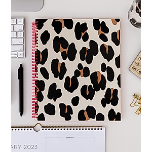 Kate Spade New York Large College Ruled Notebook, 11" x 9.5" Leopard Print Spiral Notebook with 160 Pages, Forest Feline