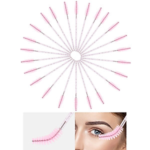 Tbestmax 200 Disposable Mascara Wand and Lipstick Applicator Wands Crystal Lip Gloss Brush Lash Spoolies for Eyelash Extensions (Pink)