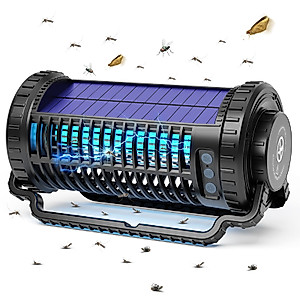 LEMYZO Solar Bug Zapper Outdoor, Upgraded Mosquito Zapper with Smart Light Sensor, 4000mAh Rechargeable Cordless Mosquito Killer with LED Lamp, High Powered Fly Trap for Patio, Backyard, Home,Camping