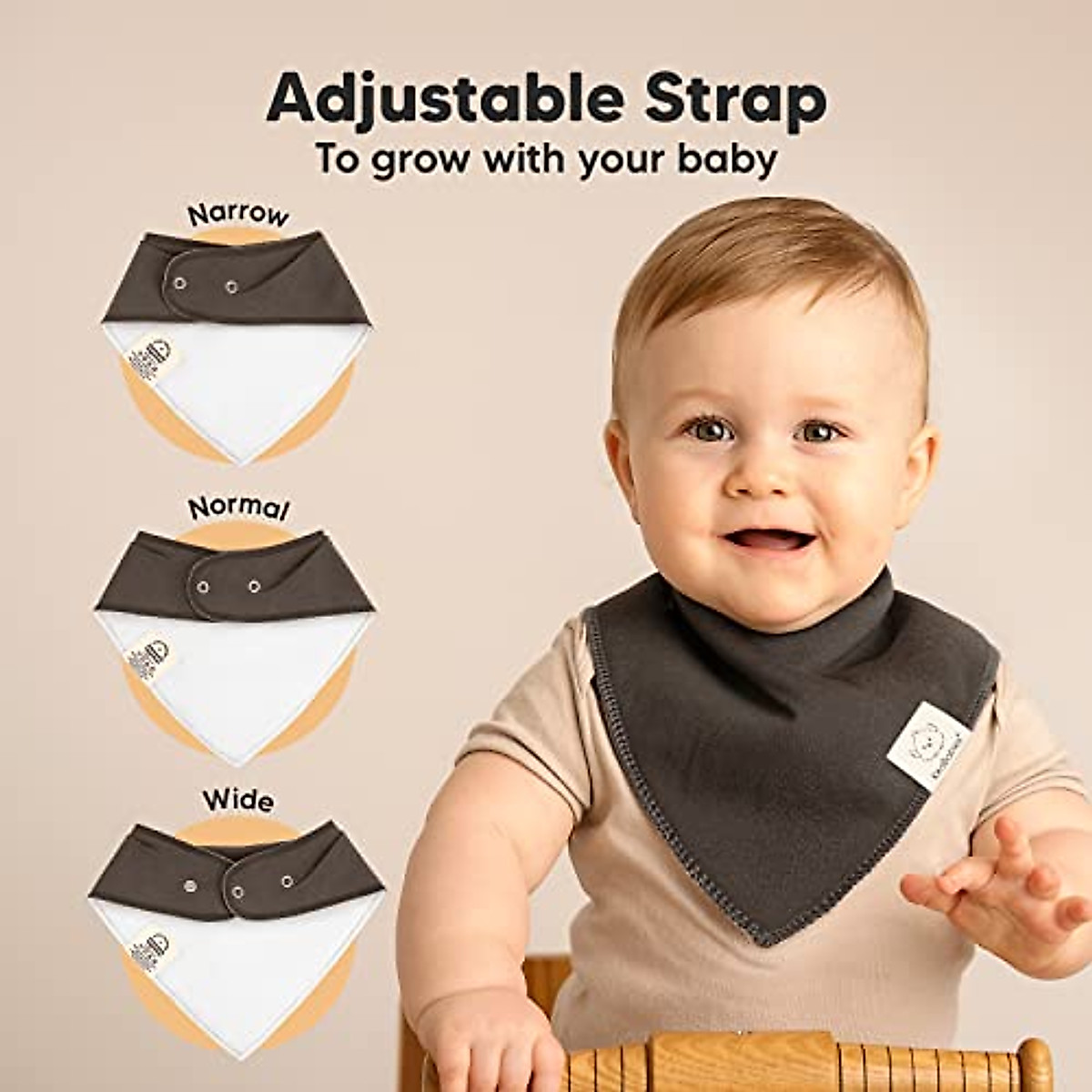 8-Pack Organic Baby Bandana Drool Bibs – Stylish Unisex Bandana Bibs - Super Absorbent Bandana Drool Bibs – Gentle Teething Bibs for Infants - Organic Cotton Baby Bib (Basics)
