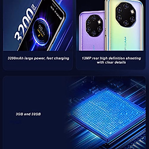 VINGVO Mini Mobile, 4G Mini Smartphone 8MP and 13MP Dual Cards Dual Standby with Charging Cable for School (Black)