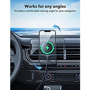 Compatible with Magsafe Car Mount Charger,THREEKEY Magnetic Wireless Car Charger Mount Vent Hook Phone Holder for iPhone 14/13/12 Series Phone & MagSafe Case(with QC3.0 Adapter)