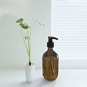 10 oz Pump Bottle Plastic Pump Lotion Dispenser Empty Bottle, Amber and Green 6 Pack, for Shampoo Lotion Body Wash.