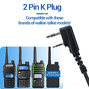 BAOFENG Adjustable Throat Mic Walkie Talkie Earpiece with Finger PTT and Two Earplugs UV-5R BF-F8HP UV-82 AR-152 Retevis RT22 RT68 RB26 BF-888S H-777 Walkie-talkies