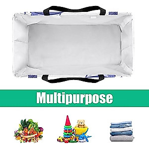 Dinosaur Full Print Large Capacity Laundry Organizer Tote Bag - Reusable and Foldable Oxford Cloth Shopping Bags