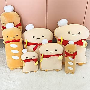 ARELUX Funny Toast Sliced Bread Pillow,Bread Shape Plush Hugging Pillow with Red Scarf,Soft Toast Food Sofa Cushion for Home Decor,Plush Toy Gifts for Kids Birthday(17.7'')