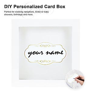 QIKSION Wedding Card Box for Reception, Frosted with White Border Gift Card Box for Wedding, Bridal & Baby Showers, Wishing Well Party, Birthdays, Retirements, Open Houses, Anniversaries