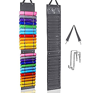 48 compartments Vinyl Storage Organizer, detacheable with Zipper, Wall Organizer, Office Organizer, Closet Organizer and Storage, Dark grey