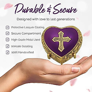 Purple Heart Urn Keepsake - Small Heart Cremation Urn with Stand & Box - Purple Urn - Small Urn for Human Ashes - Honor Your Loved One with Heart shaped Urn Keepsake - Perfect Mini Urn for Men & Women