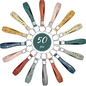 Roowest 50 Pcs Inspirational Gift for Women Silicone Keychain Employee Appreciation Gift Bulk Teacher Coworker(Elegant Color)