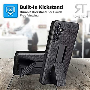 Rome Tech Belt Clip Phone Case for Samsung Galaxy A14 5G [SM-A146] Slim Heavy Duty Rugged Slide Hip Holster Cover with Kickstand Compatible with Galaxy A 14 5G - Black Lines