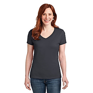 Hanes Ladies Nano-T Cotton V-Neck T-Shirt Ash Gray 3XL