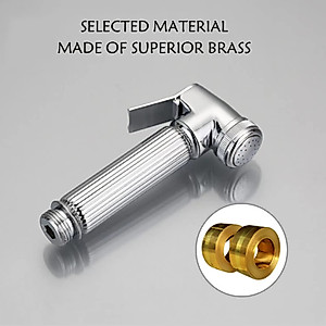 HOYOJU Solid Brass Handheld Bidet Sprayer Toilet-Adjustable Water Pressure Control with Bidet Hose for Feminine Wash Bidet Faucets Sprayer for Kitchen and Toilet Cleaning