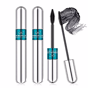 2PCS 4D Silk Fiber Lash Mascara,2 in 1 Thrive Mascara For Natural Lengthening And Thickening Effect,no clumping Superstrong Mascara for Long-Lasting,Beauty Charming Eye Make up