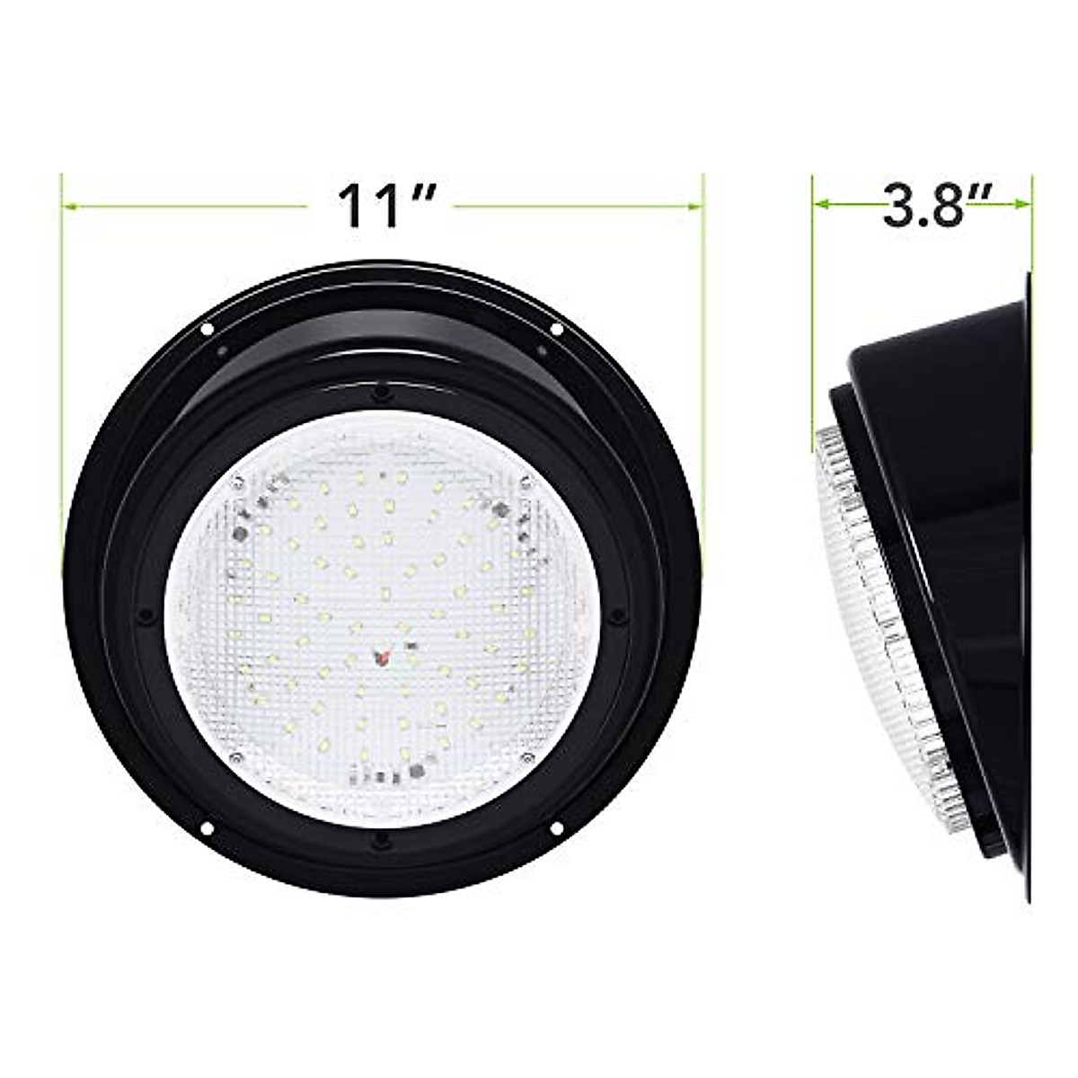 Leisure LED RV Trailer Camper 5th Wheel Black 8.5" Round Scare Porch 12V LED Light 600 LM with Angled Bezel (LED Light with Angle Bezel Black)