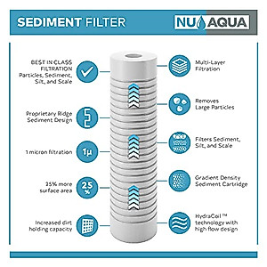 NU Aqua Platinum Series Reverse Osmosis Water Filtration System Replacement Sediment Filter Universal RO System Cartridges (2)