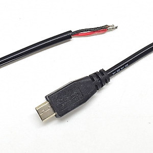 N//C 2pcs Micro USB Male Plug Cable 12inch 30cm 5V 3A 22AWG 2 Wires Power Pigtail Cable Cord DIY Black, 1 feet