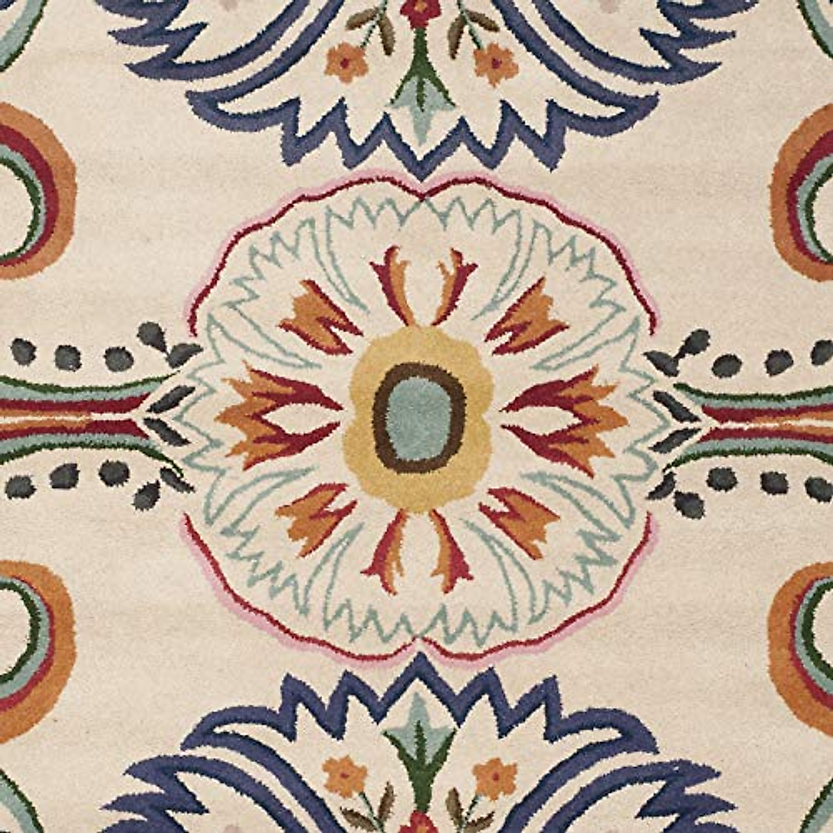 SAFAVIEH Bella Collection 10' x 14' Ivory/Blue BEL118A Handmade Boho Premium Wool Area Rug