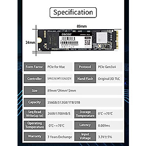 OSCOO ON900A MAC SSD Compatible for MacBook Air