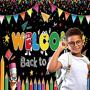 Welcome Back to School Backdrop First Day of School Photo Booth Props Welcome Back Banner for Kids Teacher Students Welcome Back to School Banner Decorations Supplies for Classroom Background Decor