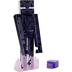 Mattel Minecraft Craft-A-Block Enderman Figure, Authentic Pixelated Video-Game Characters, Action Toy to Create, Explore and Survive, Collectible Gift for Fans Age 6 Years and Older