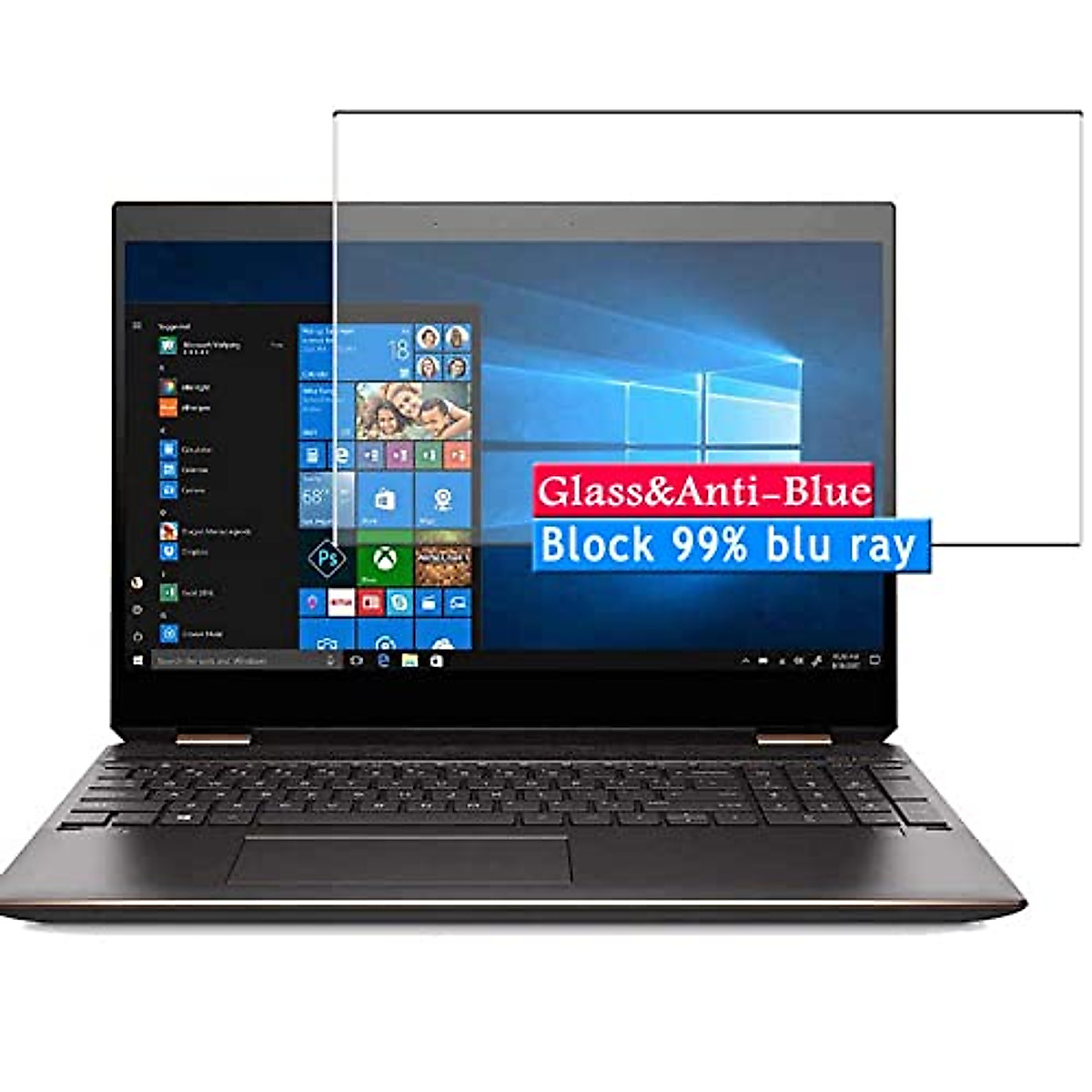 Vaxson Anti Blue Light Tempered Glass Screen Protector, compatible with HP Spectre x360 15-df0009TX 5KU78PA-AAAA 15.6" Visible Area, 9H Film Protectors [ Not Full Coverage ]