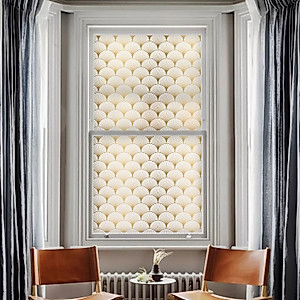 DKTIE Window Privacy Film Frosted Glass Static Clings Non Adhesive with Installation Tools, Modern Home Improvement Style (B117, 17.7'' x 78.7'')